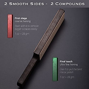 Artrize Paddle Strop 2 Sided - Italian Leather with compounds for Knife Sharpening Stropping Kit Honing Razor Sharpener and Buffing Compound Axe Carving Two Strops Block Polishing Chisel