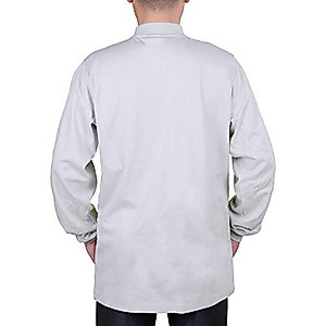 Fire Resistant Cotton Long Sleeve Henley – FR T-Shirt - Welding Shirt Light Grey