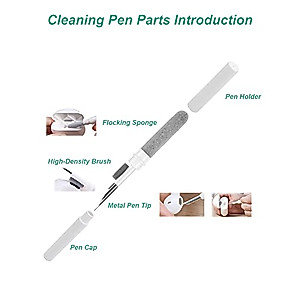 MOJOTORY Earbuds Cleaning Pen with Soft Brush, 18Pcs Bluetooth Earphone Cleaning Kit, Multifunctional Earpod Cleaner Set for Wireless Earbuds, Headphone, Cameras, Keyboard and Mobile Phone (White)