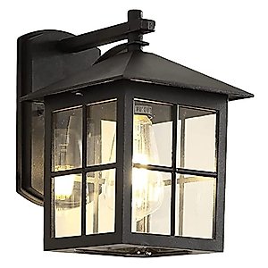 TAMSOI Outdoor Wall Lantern Black Matte Finish, Waterproof Exterior Wall Light Wall Mounted Sconce Lighting Fixture with Clear Shade Industrial Antique for Entryway Front Door Garage