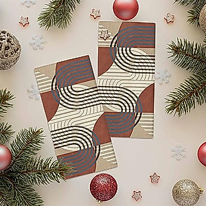 Kitchen Towels Abstract Spiral Circle Absorbent Tea Towel Soft Hand Dish Towel Mid-Century Modern Reusable Washable Cleaning Cloth Hand Bath Towels for Bathroom Bar for Everyday Cooking (Pack of 1)