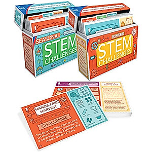 Carson Dellosa Stem Challenges Learning Cards Bundle, 2 Hands-On Science Kits for Kids Ages 8-12, 60 Stem Projects, Educational Science Kits, Stem Education Kit for Homeschool or Classroom