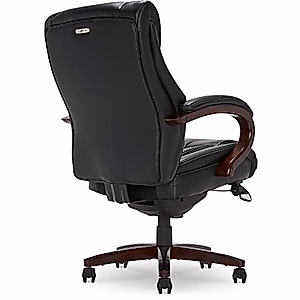 La-Z-Boy Bellamy Executive Office Chair with Memory Foam Cushions, Solid Wood Arms and Base, Waterfall Seat Edge, Bon, Black