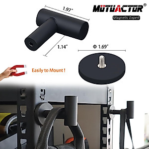 MUTUACTOR Storage Hook, 4 Packs Heavy Duty Magnetic Hooks with Rubber Coating, Stainless Steel, for Hanging Coats, Hats, Bags, Keychains on Kitchen, Garage, Classroom, Bathroom etc.