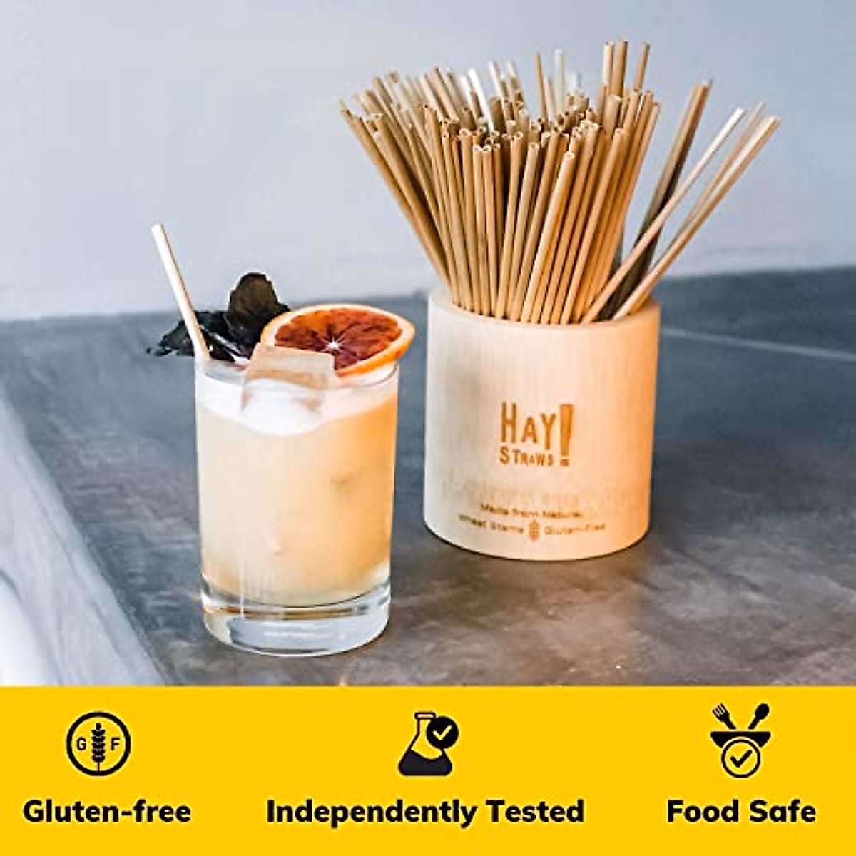 HAY! Straws | 3000ct. Bulk Straws | 5" | 100% Compostable, 100% Plant-Based, Never Soggy, Gluten-Free | Sustainable Alternative to Plastic & Bioplastic Straws