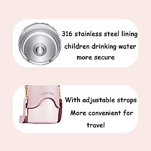Credrink 12oz Insulated Water Bottle for Kids,Water Bottle with Straw,kids Stainless Steel Water Bottle,Kids Water Bottle for School,Leak-Proof and Scald-Proof with Cute Designf for Girls & Boys（Pink）