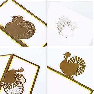 Outus 25 Pieces Thanksgiving Greeting Place Cards 4 x 2 Inch Fall Guest Seating Tent Cards Autumn Table Name Place Cards with Pumpkin Turkey Witch Hat Design for Thanksgiving Dinner Party Supplies