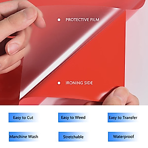 HTV Iron on Vinyl 12Inch by 12ft Roll Heat Transfer Vinyl for T-Shirt HTV Vinyl Rolls for All Cutter Machine - Easy to Cut & Weed for Heat Transfer Design (12ft, Red)