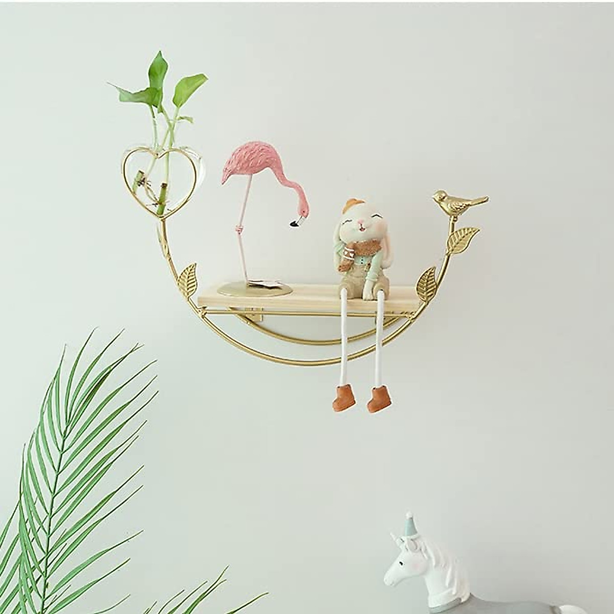 YANGZHI Floating Wall Shelf Decorative Shelf with Butterfly Figurine Non-Slip Shelving Creative Shelf Restaurant Decorations for Living Room,Bedroom,Kitchen and Bathroom
