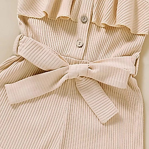 Tepuce 2T Girls Clothes Toddler Baby Strap Sleeveless One Piece Halter Romper Casual Summer Jumpsuit, Apricot Suspender Dress 2-3T/100cm