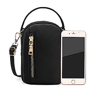 Bobrand Cell Phone Purse Crossbody Bag for iPhone 12 Mini, Samsung Galaxy A52 A32 A31 A11 A51 A01, LG Phoenix 5, BLU G9 Pro (Black)