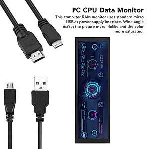 IPS USB Mini Screen PC CPU HDD Data Monitor, 7.9 Inch CPU Hardware Temperature Monitor External Expansion Display for PC ARGB Computer Case Secondary Screen
