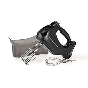 Hamilton Beach 6-Speed Electric Hand Mixer with Snap-On Case, Beaters, Whisk, Black (62692)