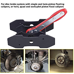 JOJOY LUX Brake Caliper Press Tools, 360 Degree Automotive Swing Ratchet Expander Wrench Brake Pad Spreader Tool with Extra 2PCS Large Plates for Single Twin Quad Sextuplet Piston Disc Brake Caliper
