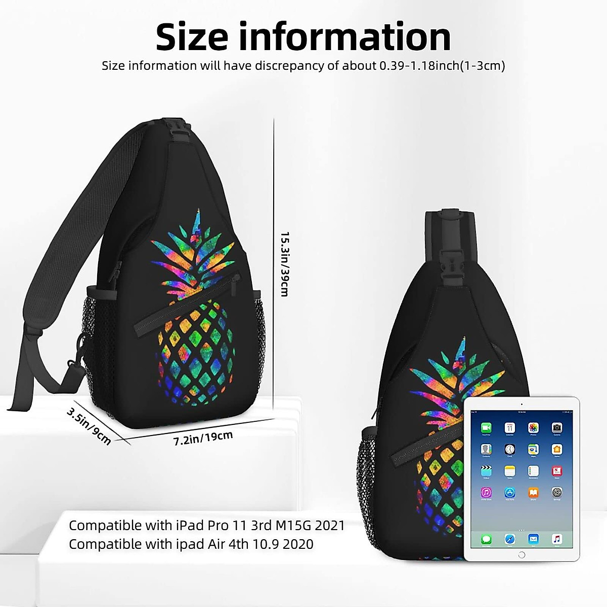 Famame Pineapple Sling Backpack Chest Bag Crossbody Shoulder Bag Gym Cycling Travel Hiking Daypack For Men Women