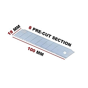 Kutir Box Cutter Utility Knife Replacement Blades (Pack of 10) - Heavy Duty SK2 Metal 18mm Snap-Off Blade - For Retractable Utility Knives - Stays Sharp 3X Long - Suitable for Cardboard, Carpet, Rope