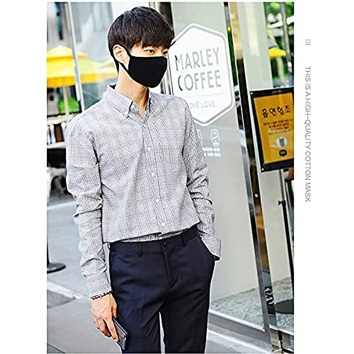 Pack 3 Dust Mouth Mask - All Cotton - Reusable Cloth Comfy Breathable Material Black Pack 3pcs