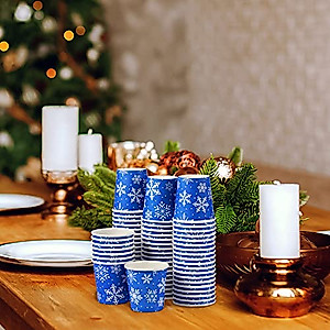 500 Pcs Tasting Paper Cups 2oz Disposable Mouthwash Cup Mini Beverage Drinking Cup Small Snack Cup for Kid Adult Home Bathroom Kitchen Picnic Travel Events Party Supplies Favors (Snowflake)