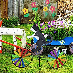 DAADUN Animal Bike Wind Spinner,3pcs 3D Cat Dog Animal Riding Bicycle Windmills Animal Pinwheels for Garden, Yard, Lawn, Whirligig Stake Decoration