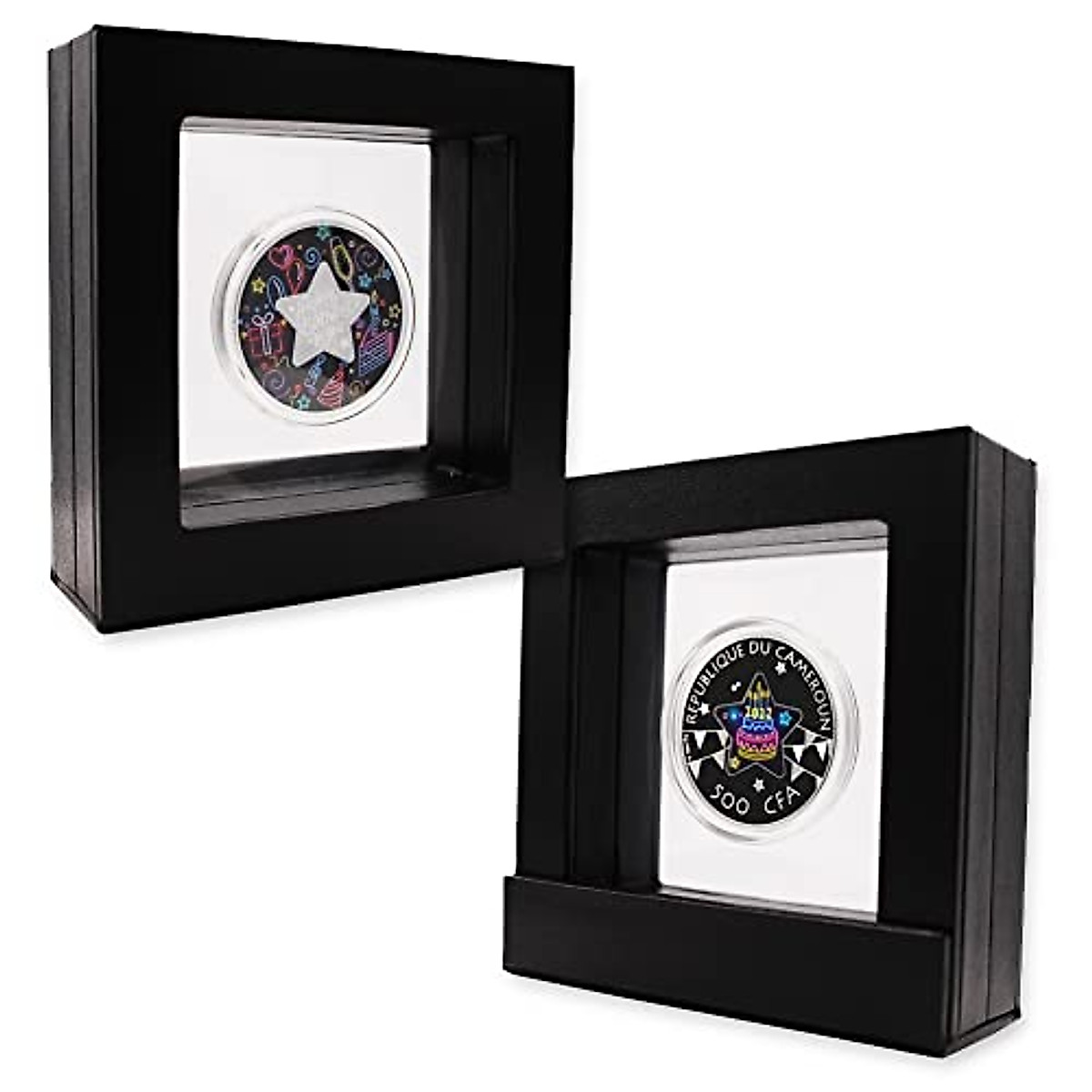 2022-17.5 g Cameroonian Proof Silver Happy Birthday Colored Coin in Contemporary Latex Case with Certificate of Authenticity 500 CFA Francs Seller Proof