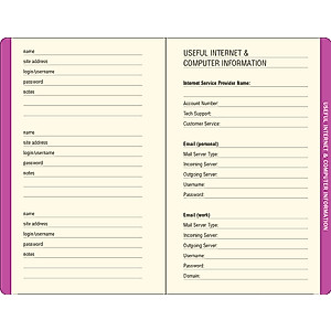 Galaxy Internet Address & Password Logbook (Cover band is removable for security)