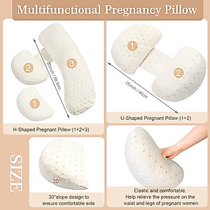 Wesiti 2 Pcs Pregnancy Pillow for Pregnant Women Sleeping and Adjustable Belly Band for Pregnant Women Maternity Body Pillow Support for Back, HIPS, Legs, Side Sleeping Postpartum