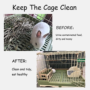 WEWAYKGJ Rabbit Hay Feeder Wooden Hay Rack Guinea Pig Hay Holder Less Wasted Hanging Hay Feeder for Bunny Chinchillas Guinea Pig Small Animal Supplies