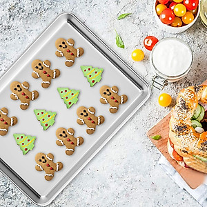 Baking Sheet with Rack Set [2 Pans + 2 Racks], Wildone Stainless Steel Cookie Sheet Baking Pan Tray with Cooling Rack, Size 12 x 10 x 1 Inch, Non Toxic & Heavy Duty & Easy Clean
