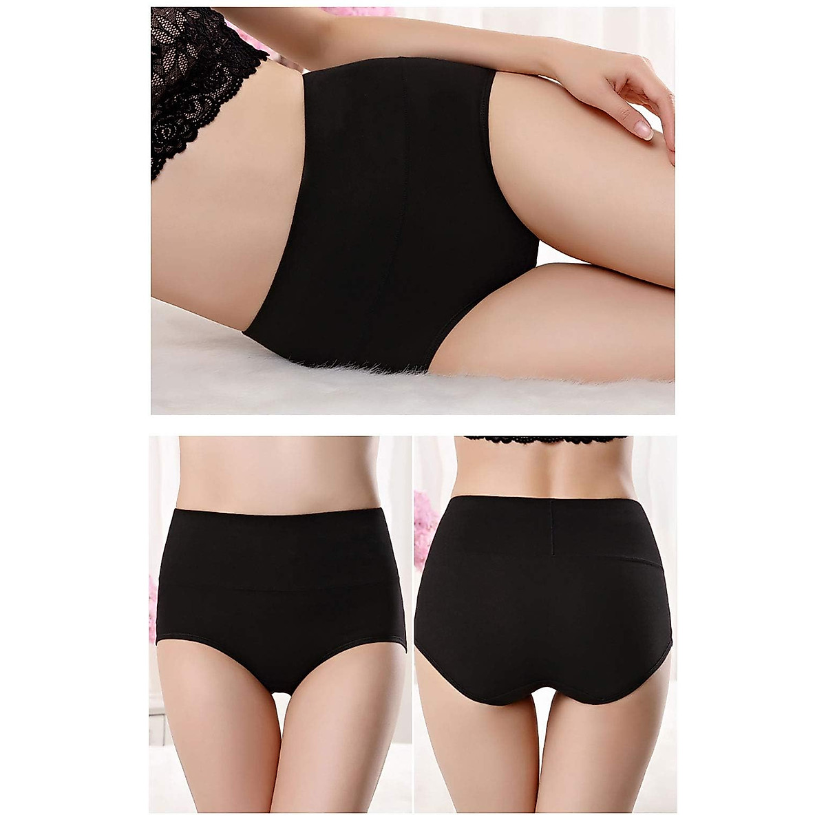 ANNYISON Womens Underwear, Soft Cotton High Waist Breathable Solid Color Briefs Panties for Women