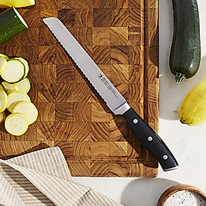 HENCKELS Forged Accent Razor-Sharp 7-inch Hollow Edge Santoku Knife, White Handle, German Engineered Informed by 100+ Years of Mastery, Black
