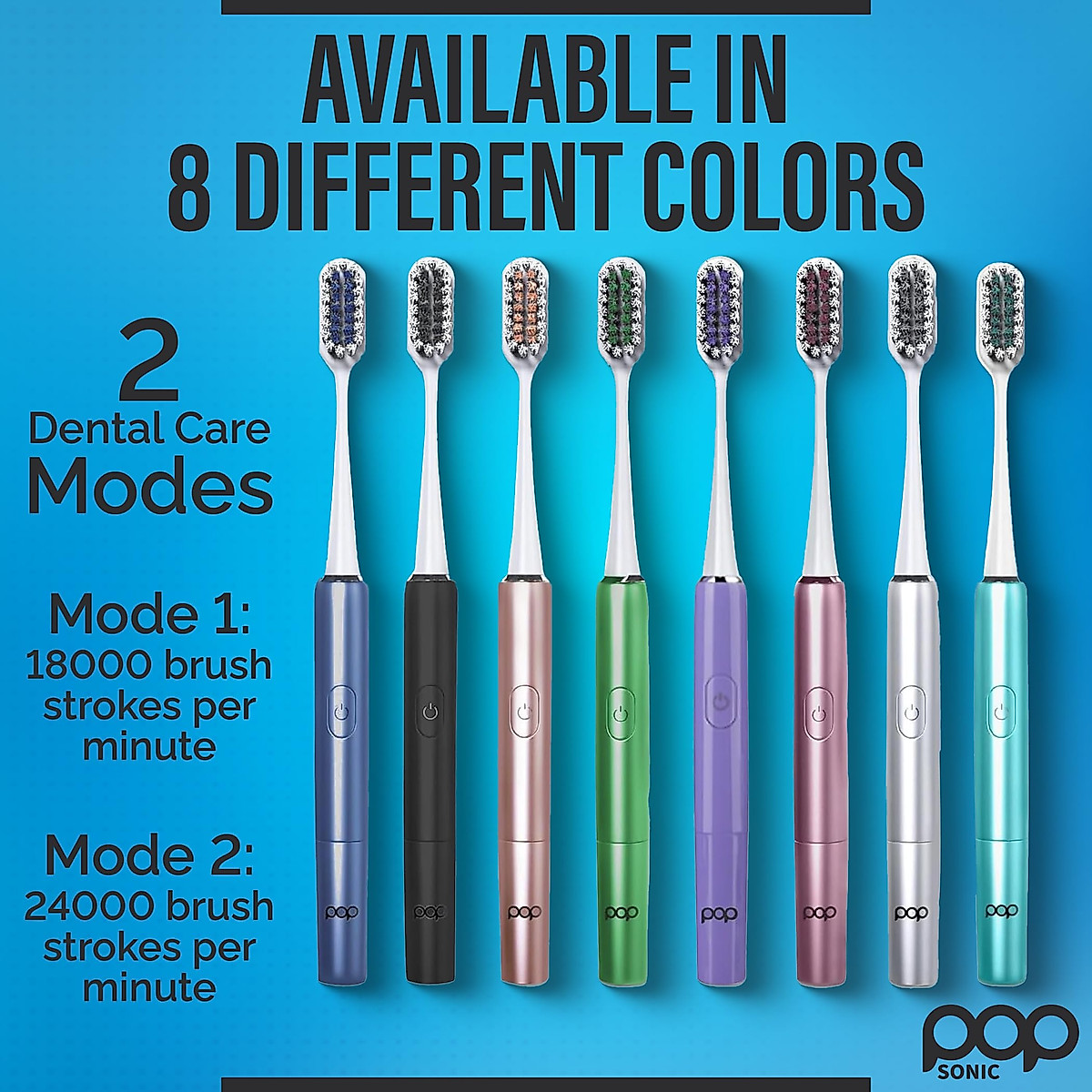Pop Sonic Go Plus Travel Toothbrush | Travel Electric Toothbrush (Rose Gold) Toothbrush w/ 2 Speeds -18000-24000 Vibrations Per Minute - The Ultimate Traveltoobrush Set | 8+ Colors to Choose from