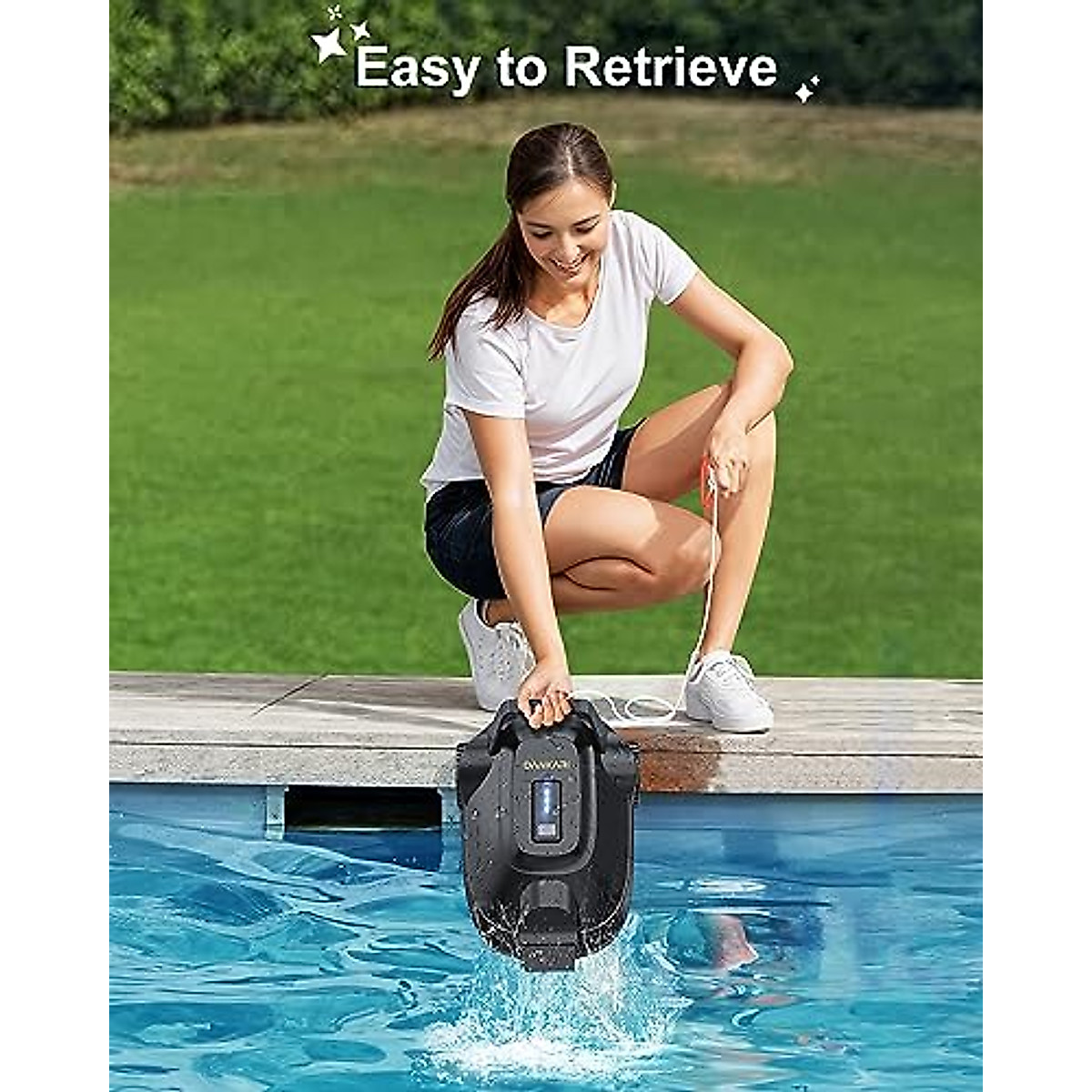 DANKARI Cordless Pool Robot Vacuum, Rechargeable Robotic Pool Cleaner for Above Ground & In-Ground Swimming Flat Pools