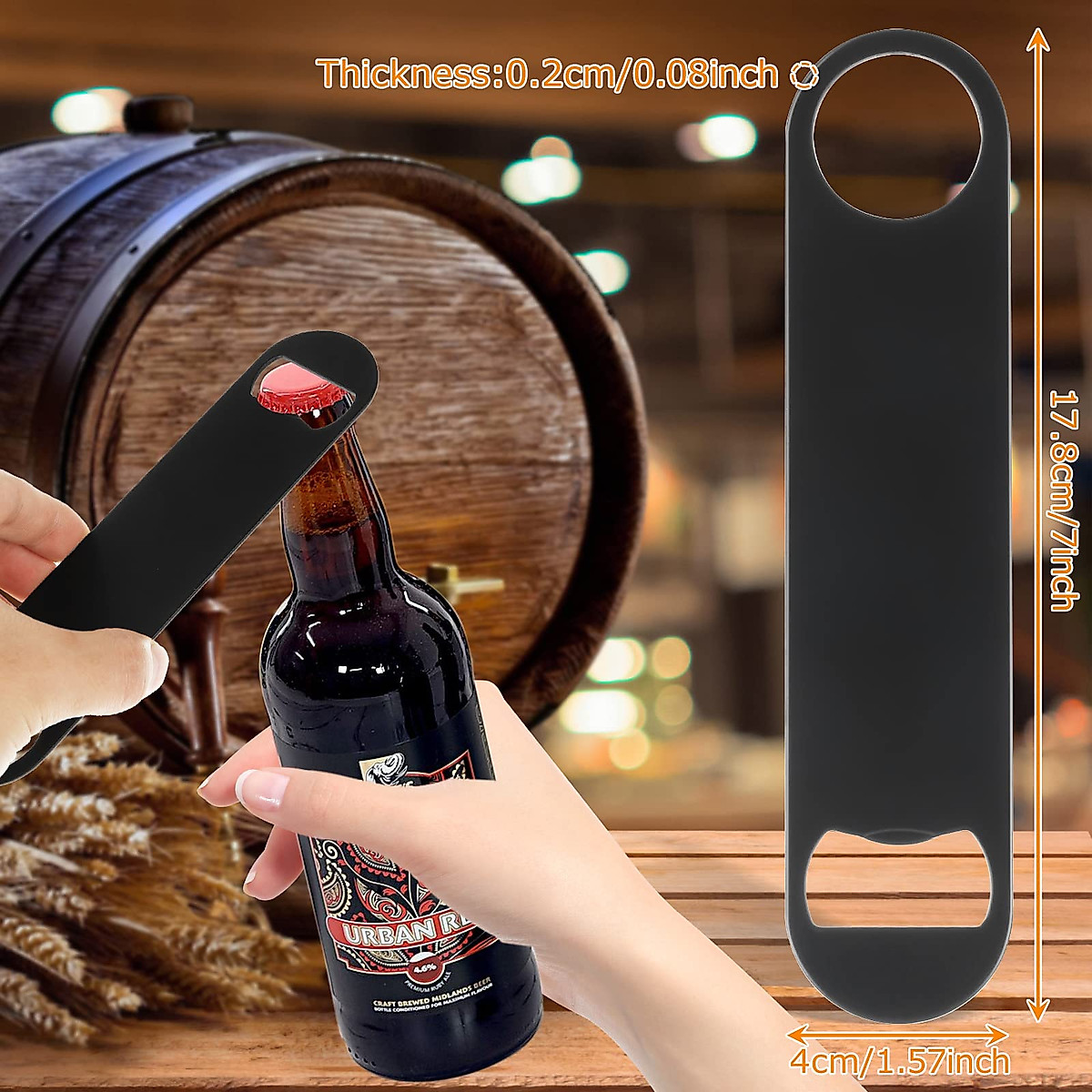QTLCOHD 20 Pack Flat Bottle Opener 7 Inch Stainless Steel Bottle Openers Bulk Black Beer Bottle Opener Bartender Beer Bottle Opener for Kitchen Bar or Restaurant
