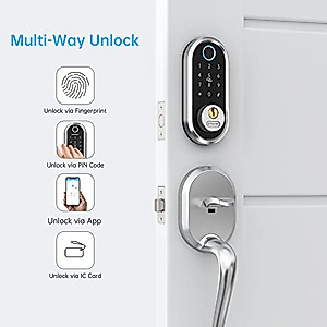 Smart Deadbolt, SMONET Fingerprint Electronic Deadbolt Door Lock with Keypad-Bluetooth Keyless Entry Keypad Smart Deadbolt App Control, Ekeys Sharing, App Monitoring Auto Lock for Homes and Hotel