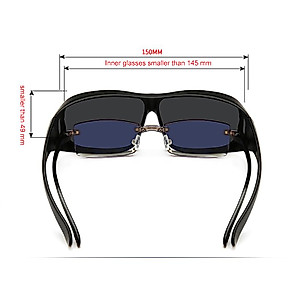 DOKOMUCHOS 2 Pack Super Dark Black Lens Fit Over Wraparound Sunglasses UV Protection Shades Migraine Sensitive Eyes Sunglass (Black)