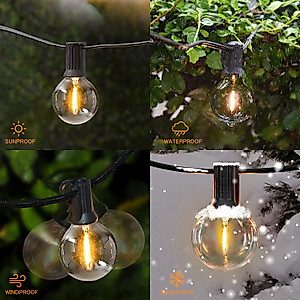 BRTLX Outdoor String Lights, 150FT LED G40 Patio Lights，Shatterproof String Hanging Lights with 75+2(Spare) Waterproof Backyard Bulbs Commercial for Balcony Party Wedding Market