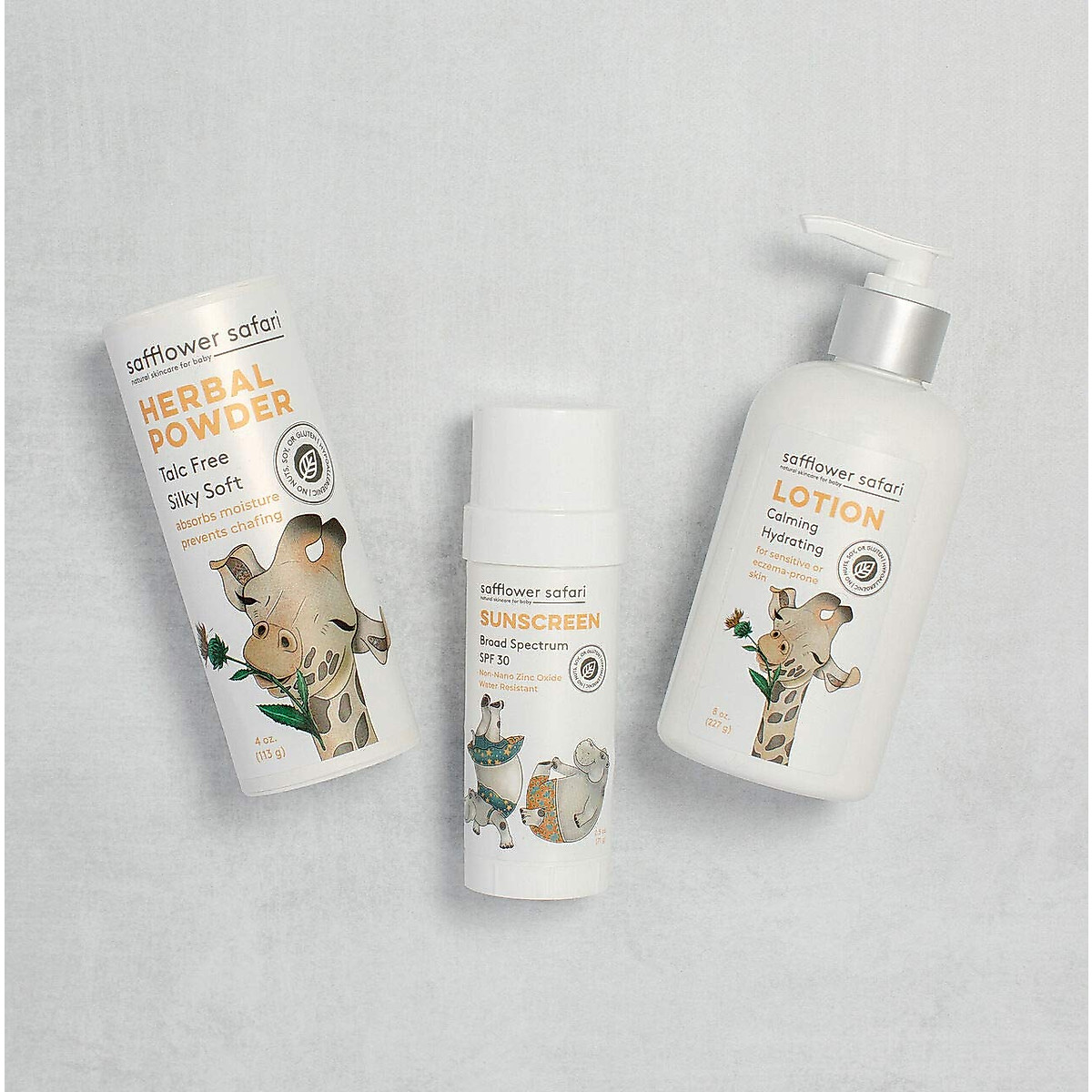 Herbal Baby Powder - All-Natural,Talc-Free Organic Arrowroot, Hypoallergenic, Vegan Made in USA by Safflower Safari