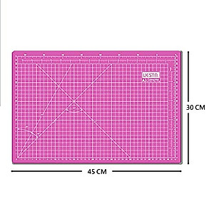 PVC A3 Cutting Mat() - A3 5 Layers PVC (18L x 12W Inch) (450 x 300 mm), Colorful Self Healing Cutting Mat Craft Fabric Quilting Sewing Scrapbooking One Sided Art Project (Set of 1) UESTA (Pink)