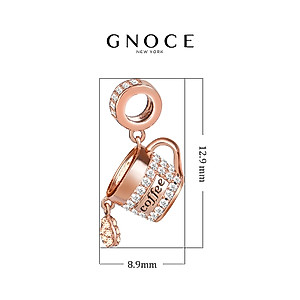 GNOCE Rose Gold Coffee Cup Pendant Charms for Bracelet/Necklace 925 Sterling Silver Dangle Charms For Women Mom Daughter Wife Jewelry Gift