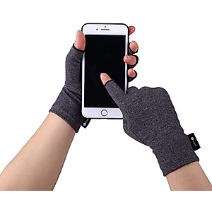 Duerer Arthritis Compression Gloves Women Men for RSI, Carpal Tunnel, Rheumatiod, Tendonitis, Fingerless Gloves for Computer Typing and Dailywork (Black, L)