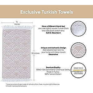 sea me at home Turkish Hand Towels for Bathroom, Kitchen Towels Decorative Set of 2, Luxury Turkish Cotton Dish Tea Towels 14 x 30 Inches for Modern, Boho, and Farmhouse Decor (Beige Waves)