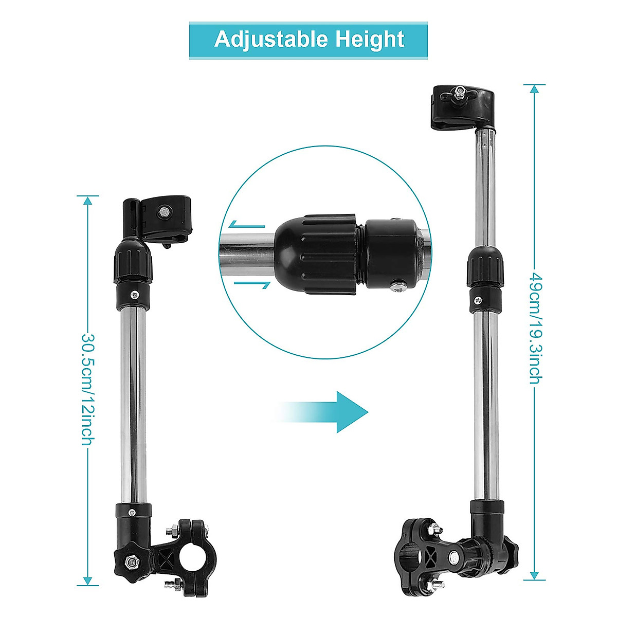 Umbrella Wheelchair Mount, Retractable Umbrella Holder for Stroller, Universal Umbrella Stand for Bike Bicycle Pram Baby Stroller Wheelchair Fishing Trolley