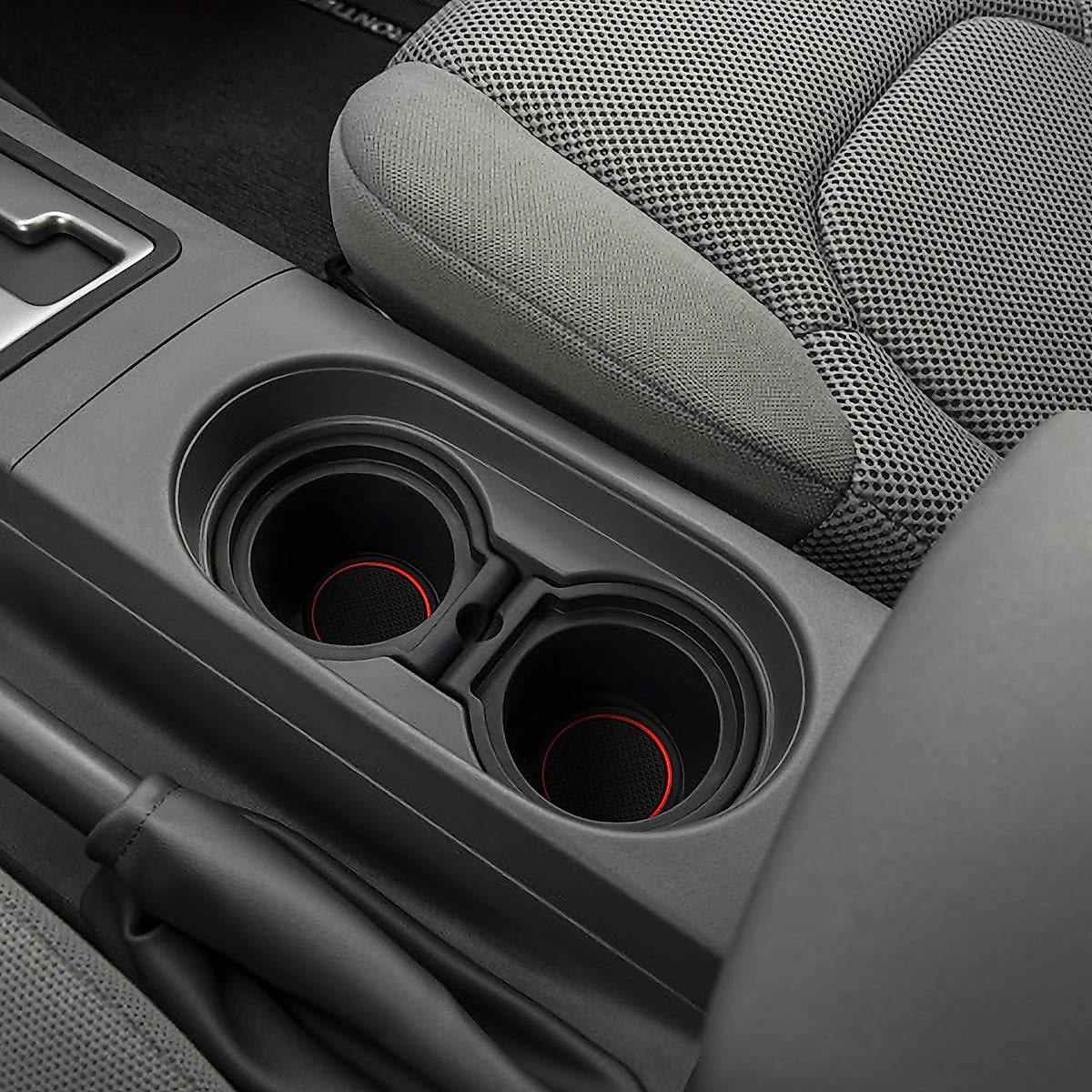 Auovo 2 Pcs Cup Holder Inserts Replacement for Frontier 2005-2019 Xterra 05-15 Pathfinder 05-12 Replace 96975-EA000 96975-ZS00A(with 3 Pairs of TPE Coasters in red Blue All Black)