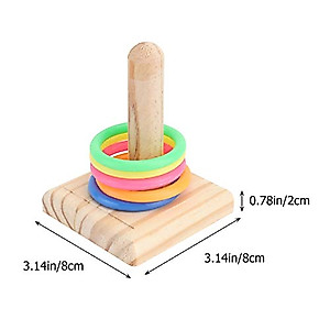 POPETPOP Wooden Toys Educational Toys 1 Set Bird Toys Bird Trick Tabletop Toys Training Stacking Color Ring Toys Parrot Chew Foraing Toys Education Toys Desktop Accessories Pet Toys