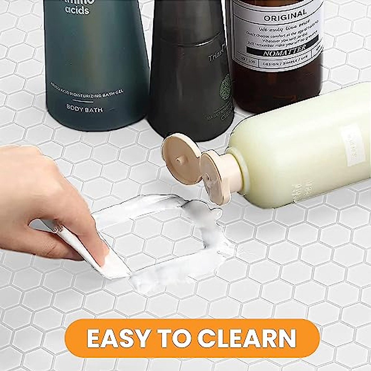 Sdpeia Under Sink Mat, 34" x 22" Flexible Silicone Under Sink Liner with Drain Hole,Protector for Drips Leaks Spills,Kitchen Bathroom Pet Cabinet Mat (White)