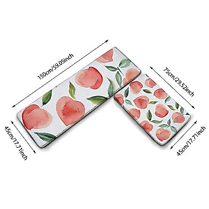 Dapuge, 2 Pcs Kitchen Rug Set, Peaches NonSlip Kitchen Mats and Rugs Soft Flannel NonSlip Area Runner Rugs Washable Durable Doormat Carpet, White, OneSize