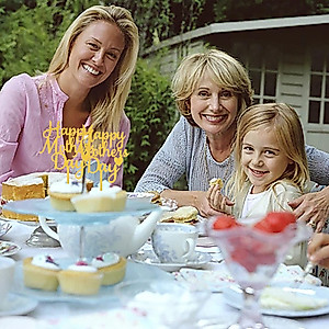 Happy Mothers Day Cake Topper,Horuhue 9Pcs Cupcake Toppers Cake Picks Acrylic Double-Sided Glitter Cake Decorations Birthday Party Supplies for Mom Wife (10)