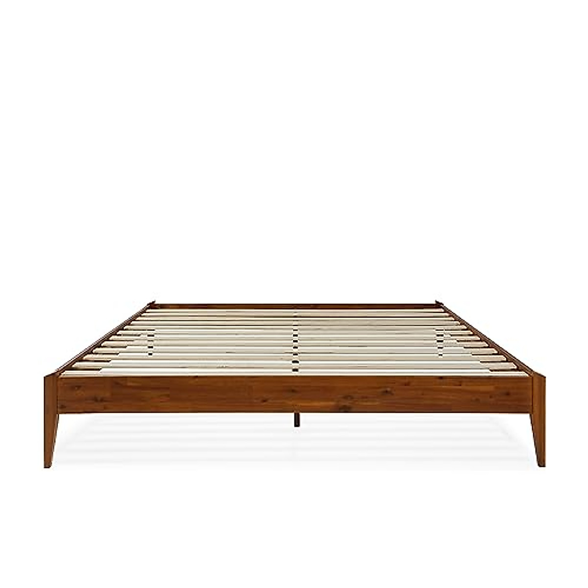 Bme Dinkee 15 Inch Signature Bed Frame Without Headboard - Modern & Minimalist Style with Acacia Wood - 12 Strong Wood Slat Support - Easy Assembly - No Box Spring Needed - Caramel, King