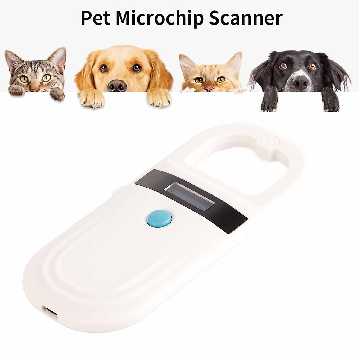 Rechargeable Animal Chip ID Scanner Microchip Scanner Pet Tag Scanner with OLEDDisplay, Low Power Alarm