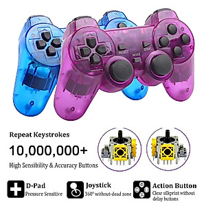 NATGLOW Wireless Controller for PS2, 2.4G Double Shock Game Controller Remote 2 Pack 1